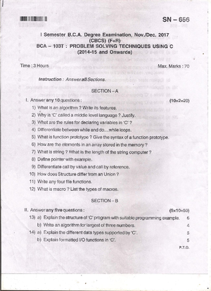 Problem Solving Techniques Using C min - Mathematical Foundation Of Computer Science - Studocu