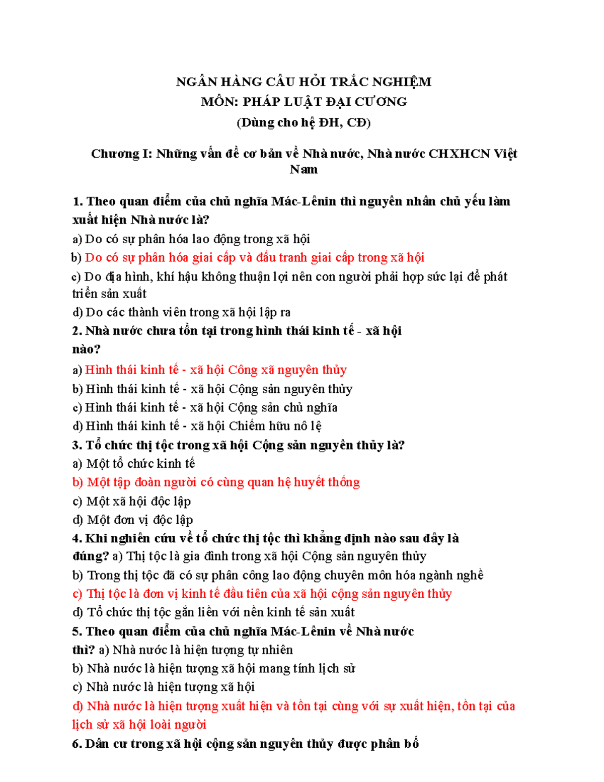 BO TRAC Nghiem PLDC - trắc nghiệm - NGÂN HÀNG CÂU HỎI TRẮC NGHIỆM MÔN: PHÁP LUẬT ĐẠI CƯƠNG (Dùng ...