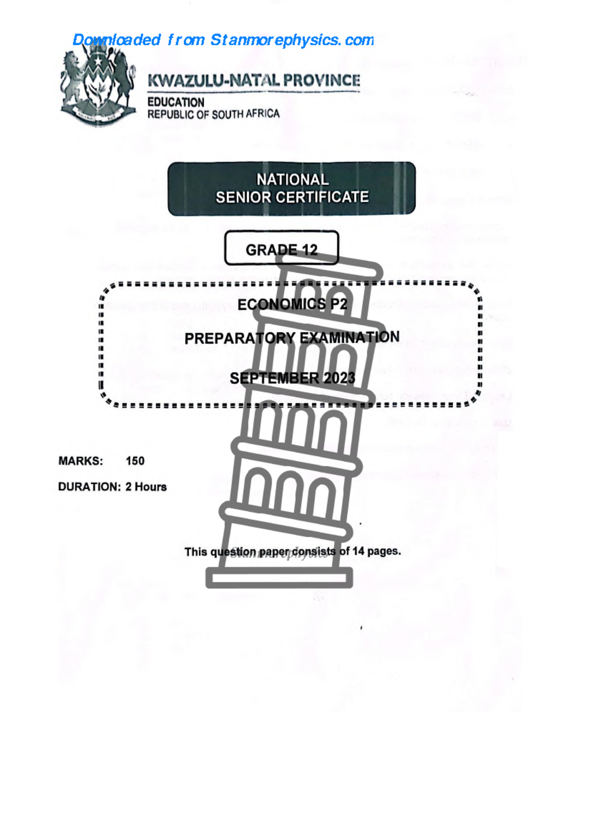 KZN Economics Grade 12 September 2023 P2 and Memo - Economics P2 2 ...