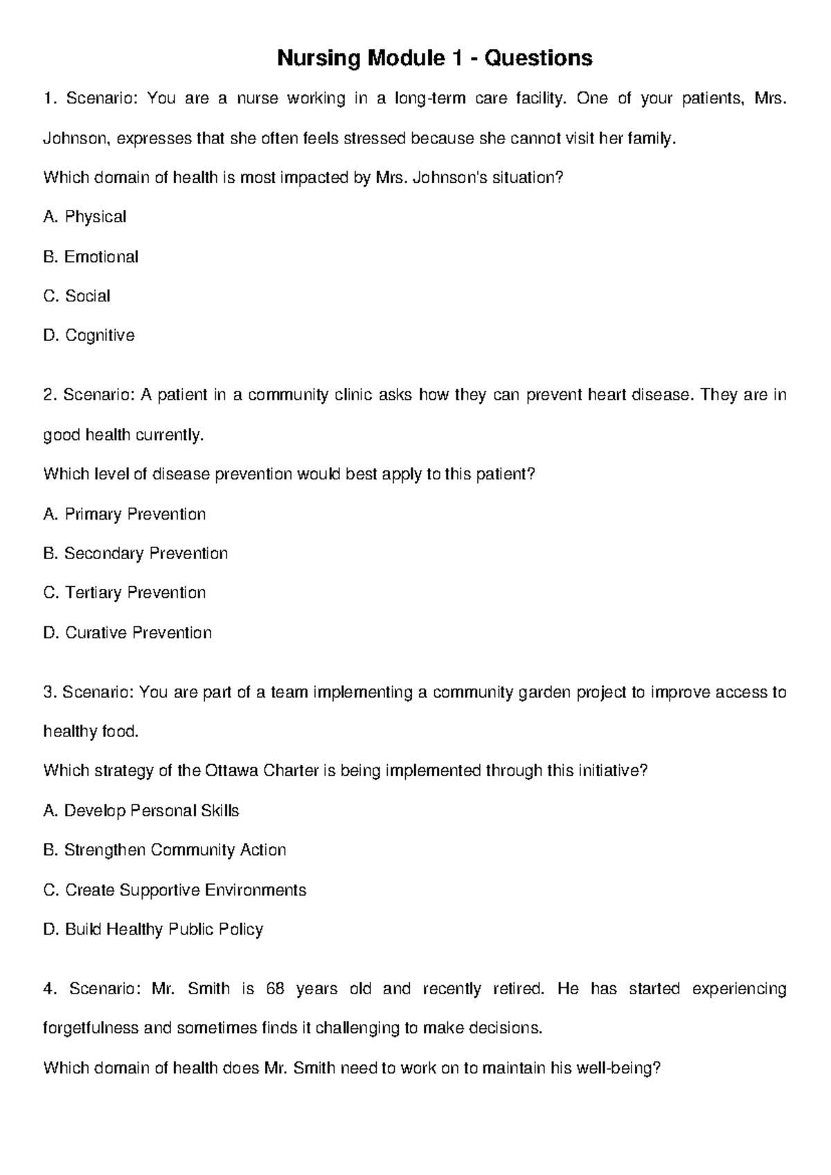 Nursing Module 1 Questions Recreated - Nursing Module 1 - Questions ...