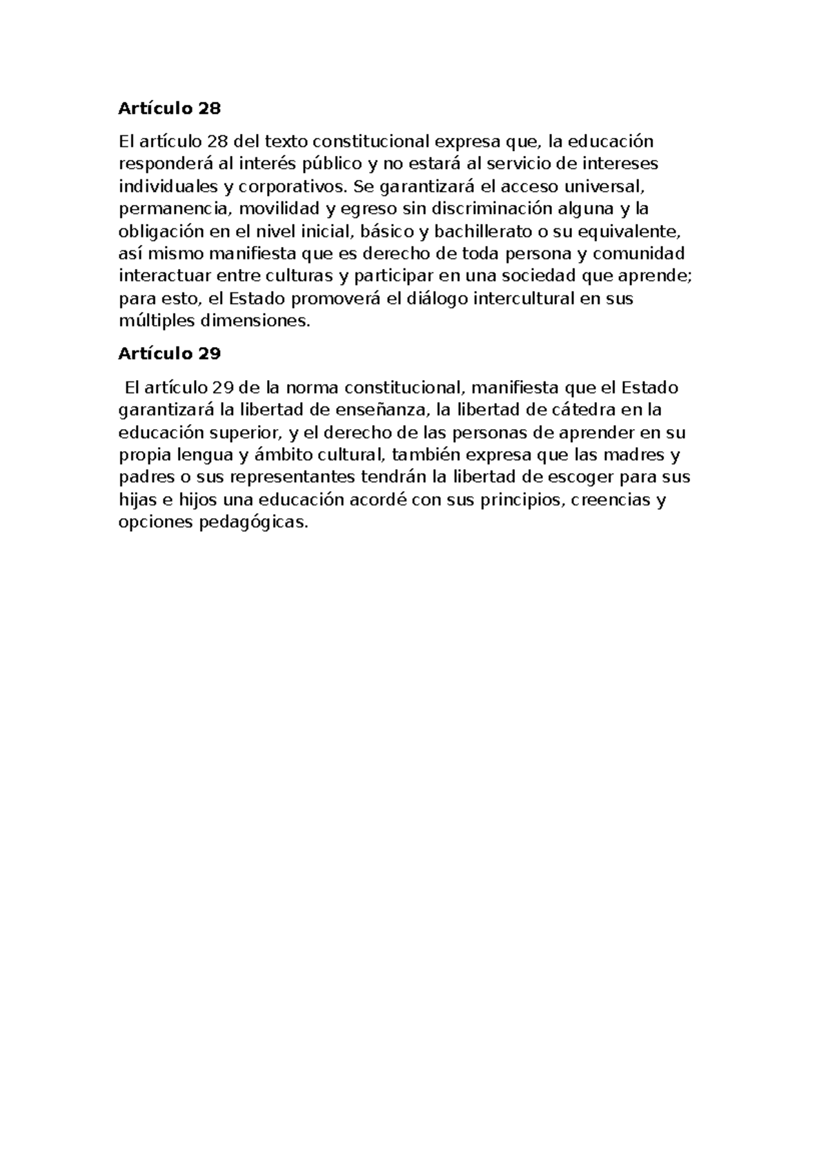 Artículo 28 y 29 - cyi - Artículo 28 El artículo 28 del texto ...