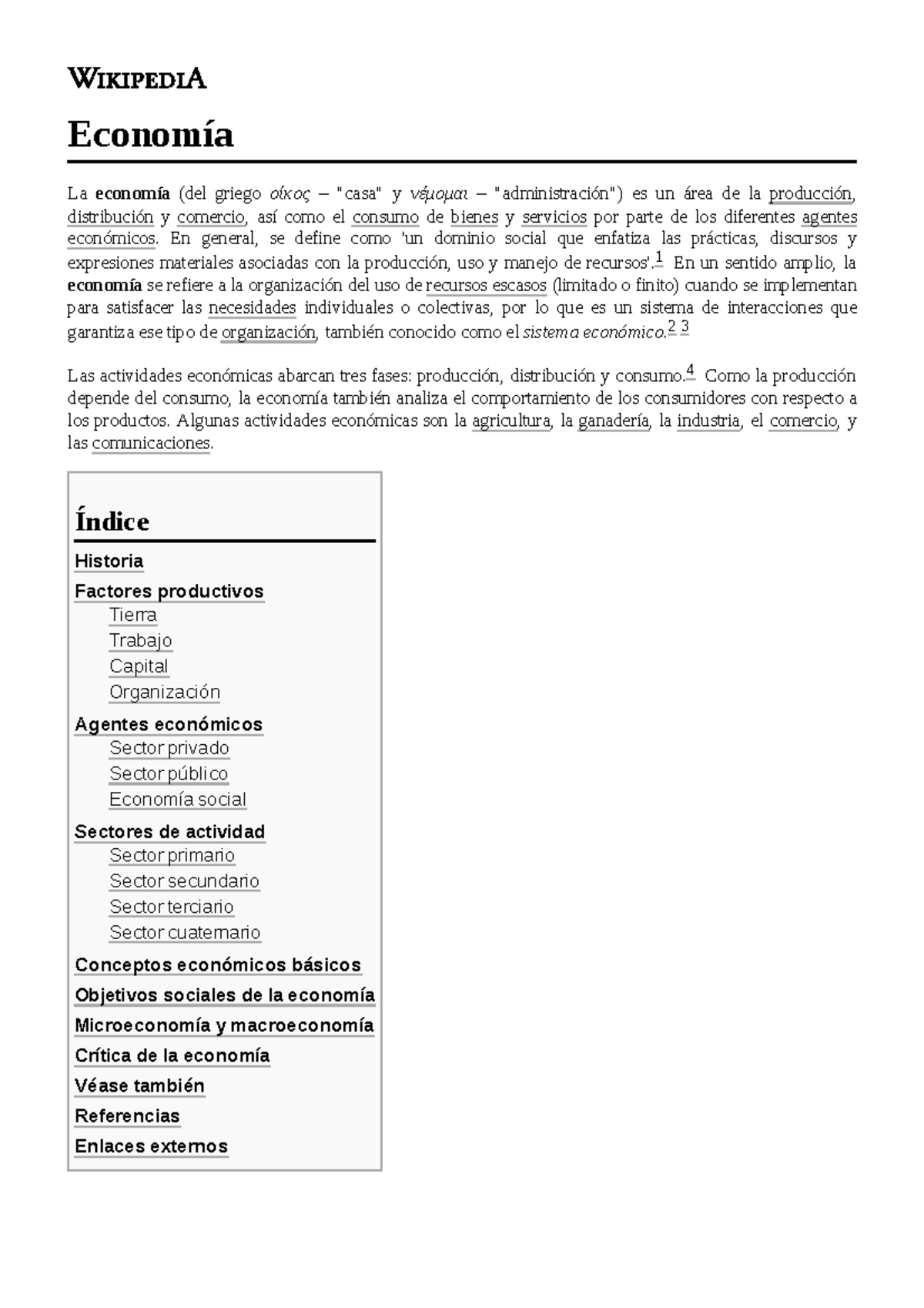 Economía - Lectura - Economía La economía (del griego οί¼ος – "casa" y ...