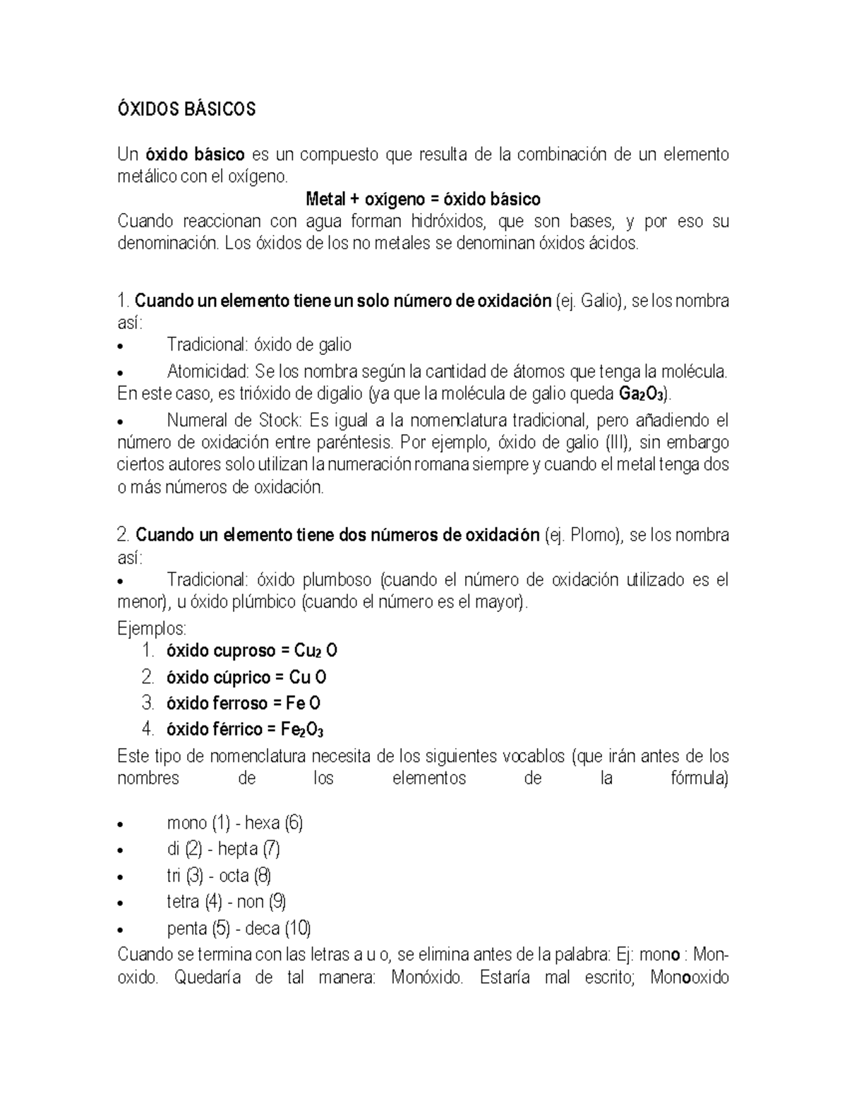 Óxidos Básicos - ÓXIDOS BÁSICOS Un óxido básico es un compuesto que ...