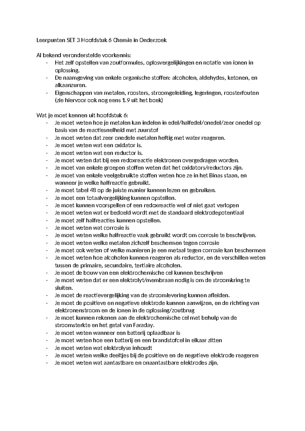 Leerpunten SET 3 Hoofdstuk 6 Chemie in Onderzoek - Leerpunten SET 3 ...