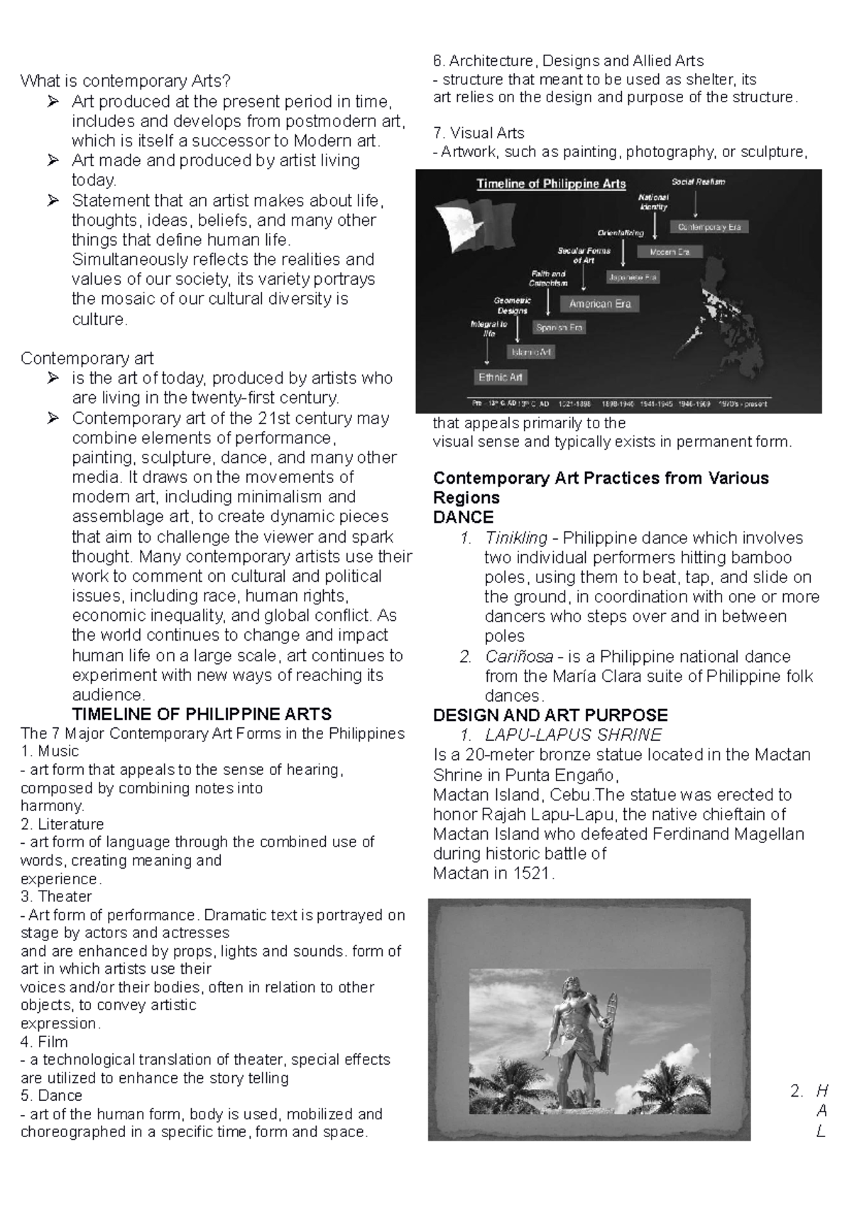 Contemporary Arts 1-2 - good notes - What is contemporary Arts? Art ...