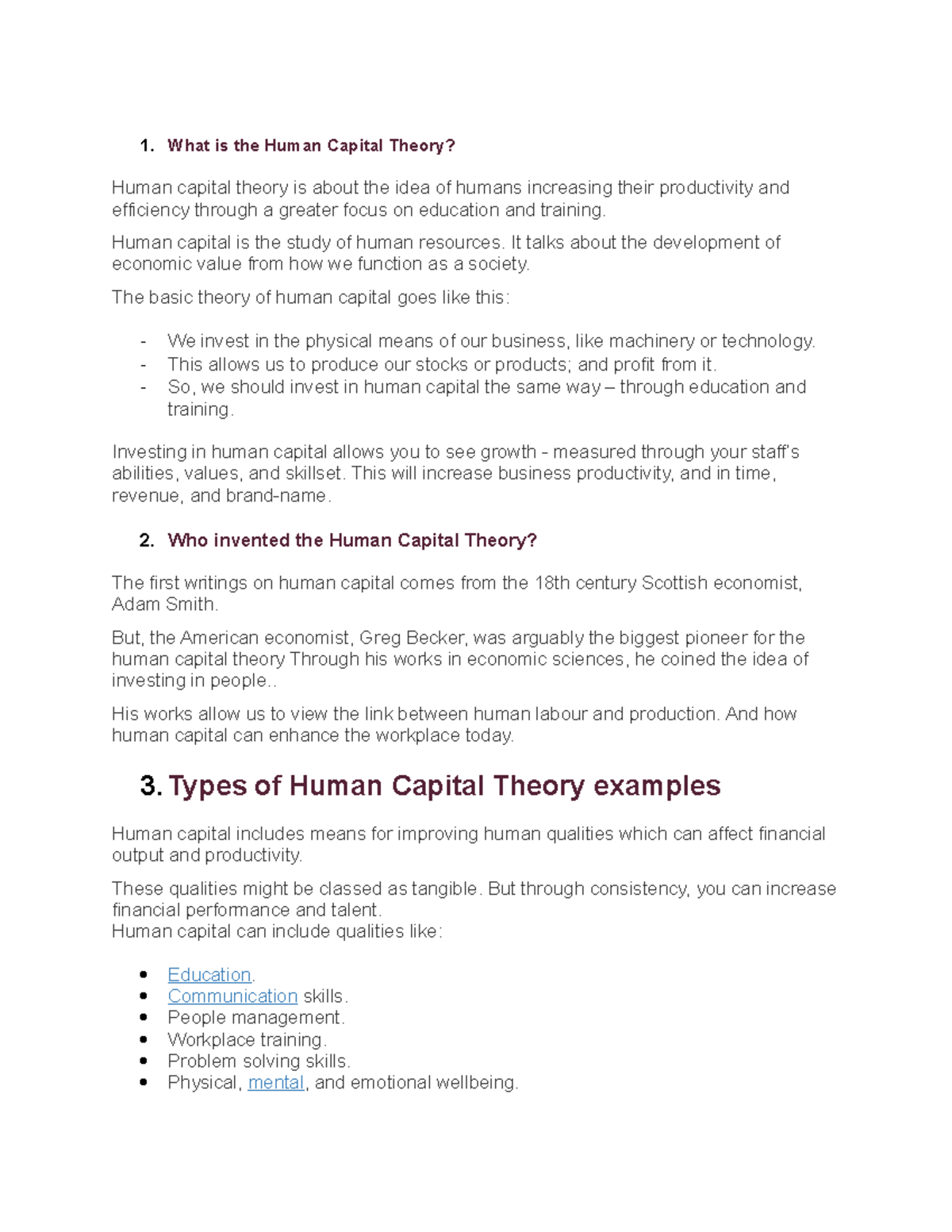 What is the Human Capital Theory - What is the Human Capital Theory? Human capital theory is ...