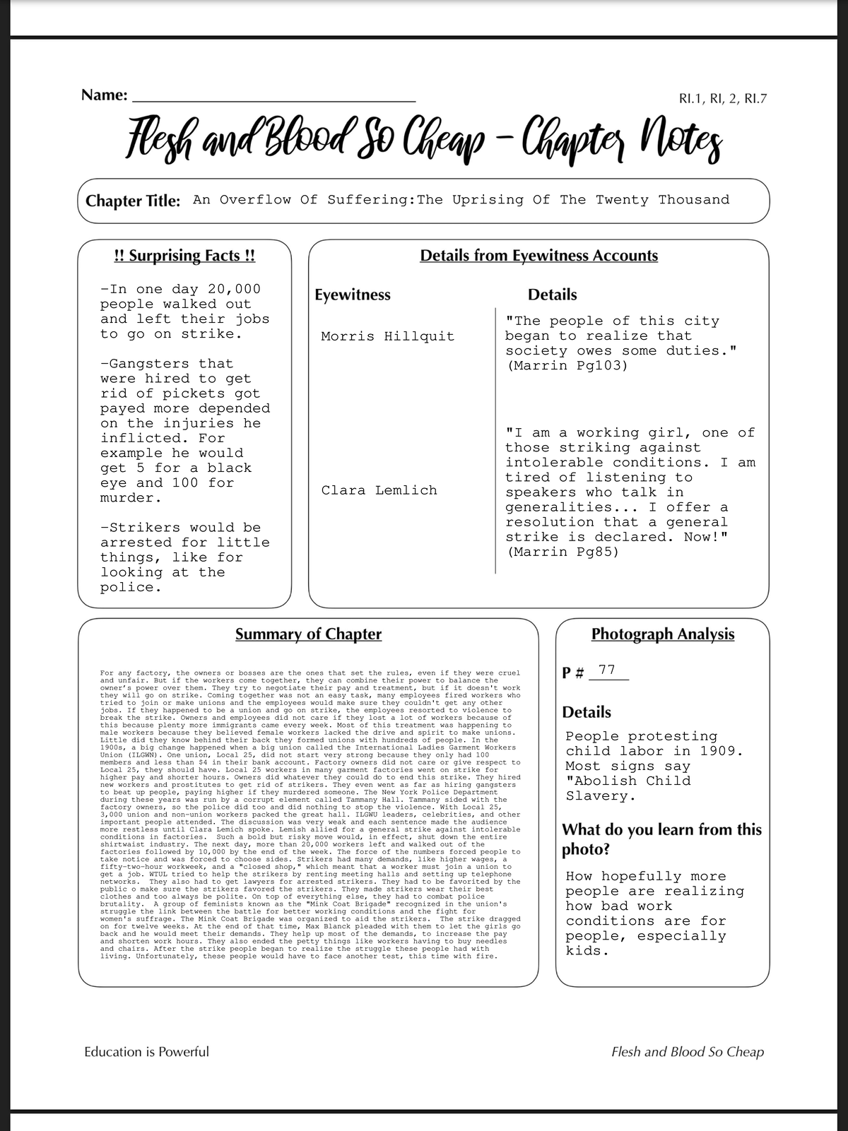 Flesh and Blood So Cheap Chapter Notes Handout - An Overflow Of ...