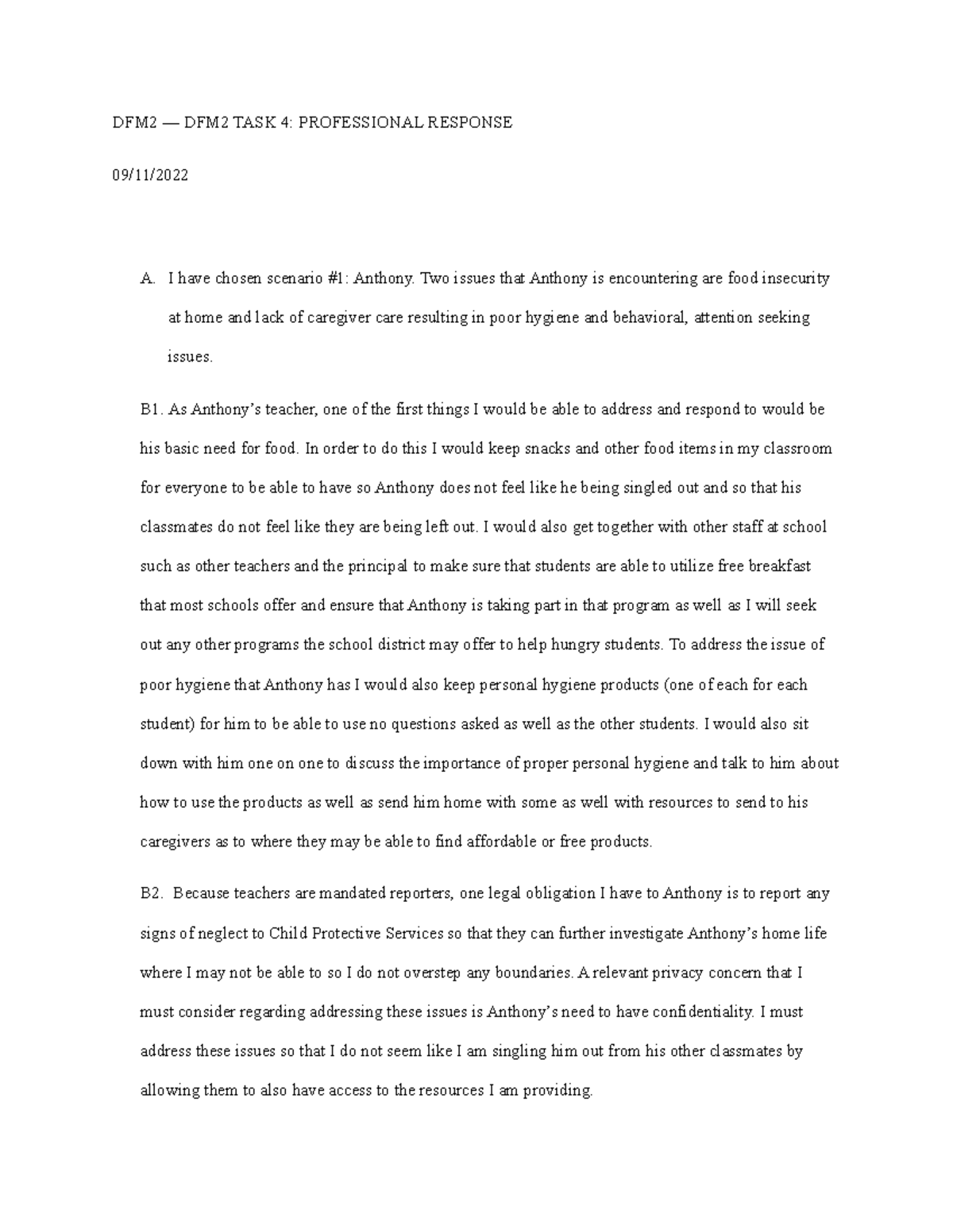 COC Task 4 - The School as a Community of Care Task 4 - DFM2 — DFM2 ...