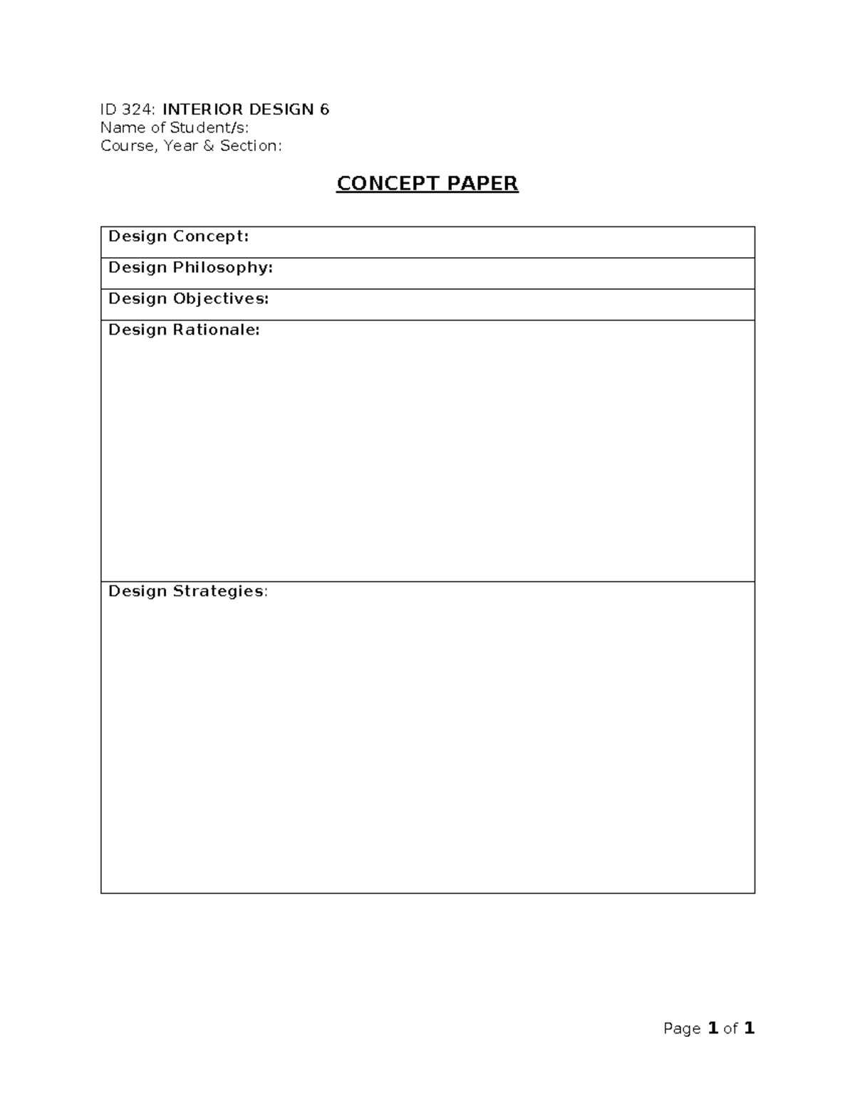 Concept Paper - Nursing Home - Bachelor elementary education - ID 324 ...