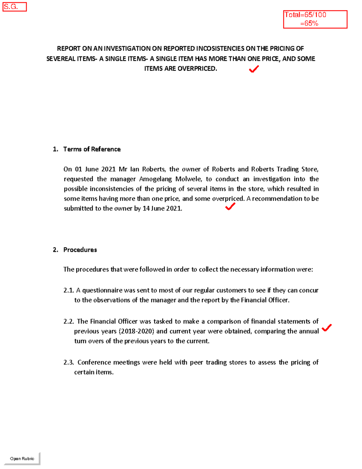 12188301 ENN1504 02 MARK065100 - REPORT ON AN INVESTIGATION ON REPORTED ...