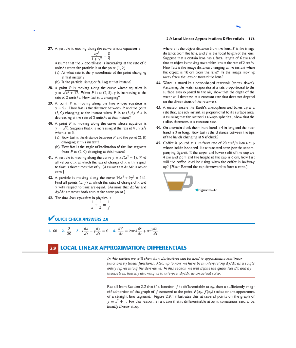 MATH CH2-9 - math work - 2 Local Linear Approximation; Differentials ...