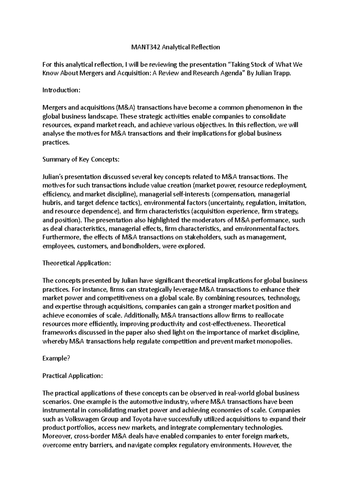 MANT342 Analytical Reflection Beep - MANT342 Analytical Reflection For ...