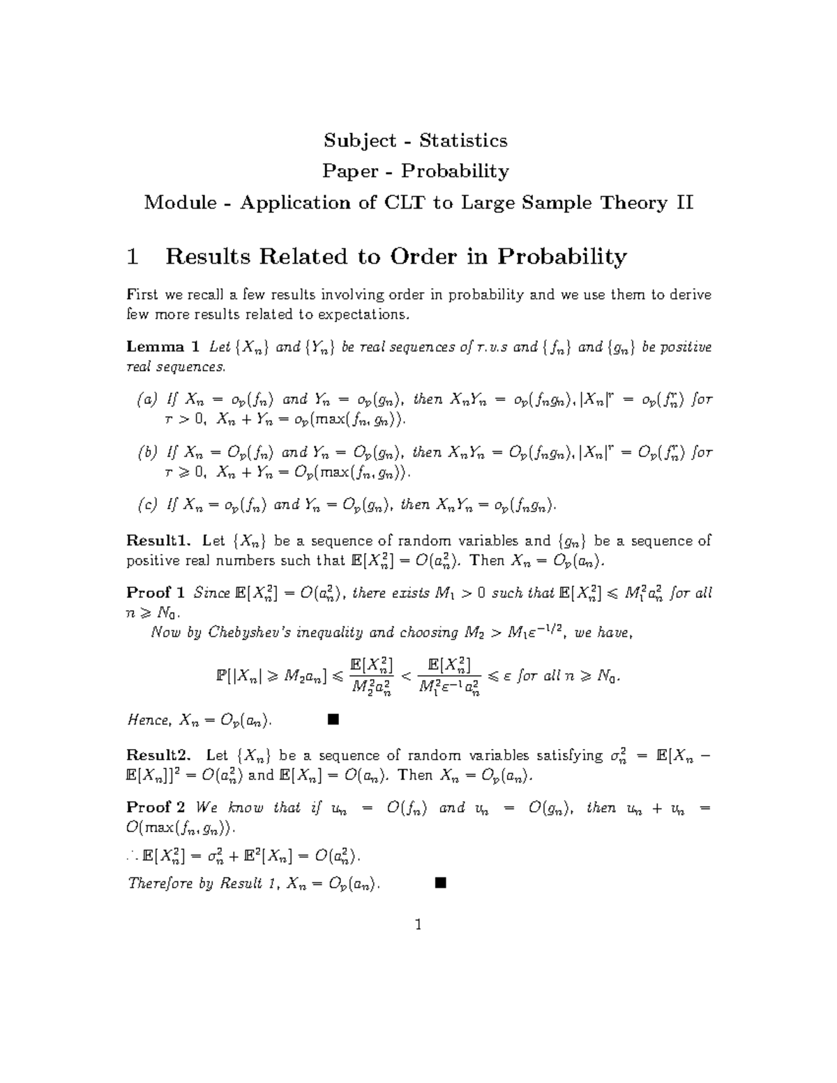 Application of CLT to Large Sample Theory-2 - Probability 2 - Studocu