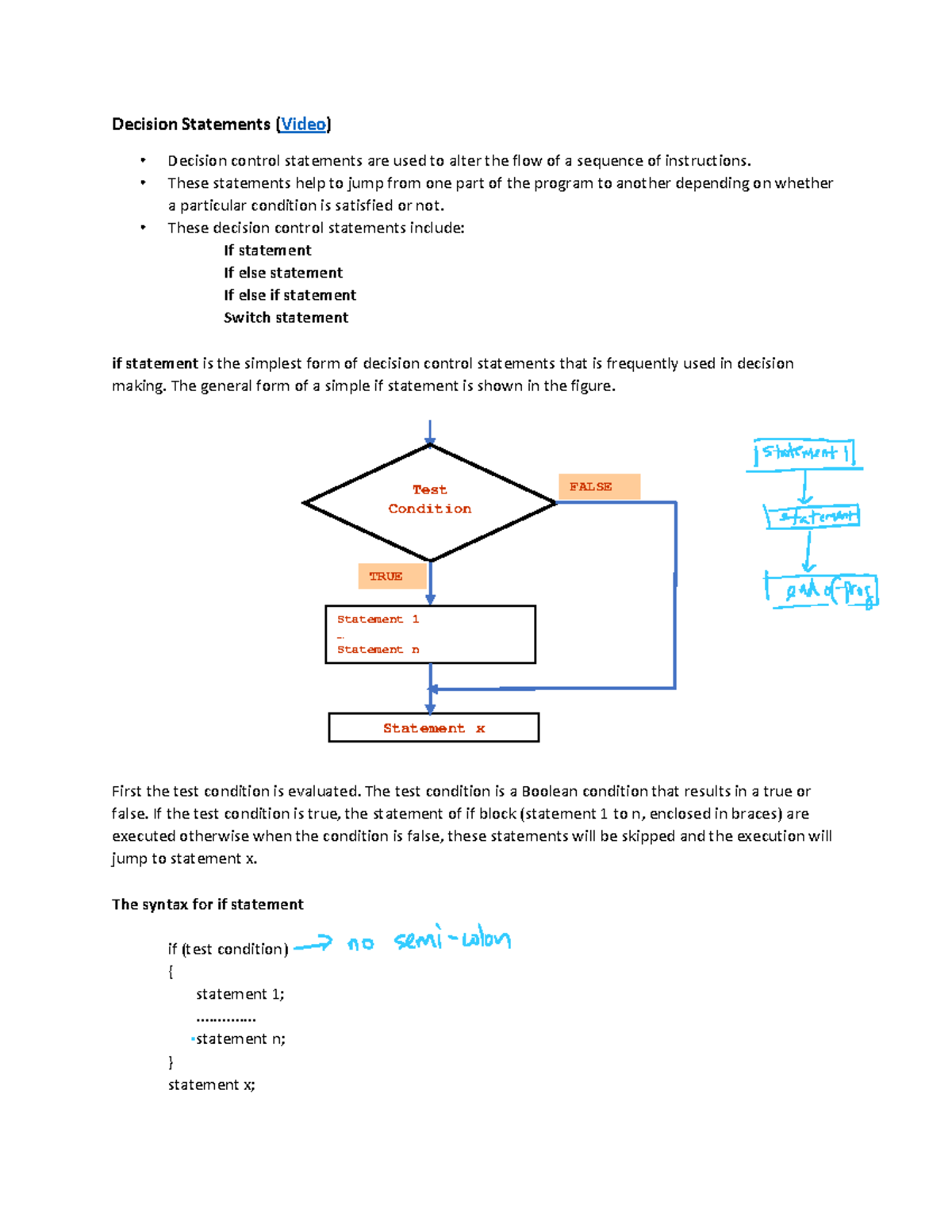 Cs36 Lesson 17 Decision Statements If Decision Statements Video Decision Control Statements 