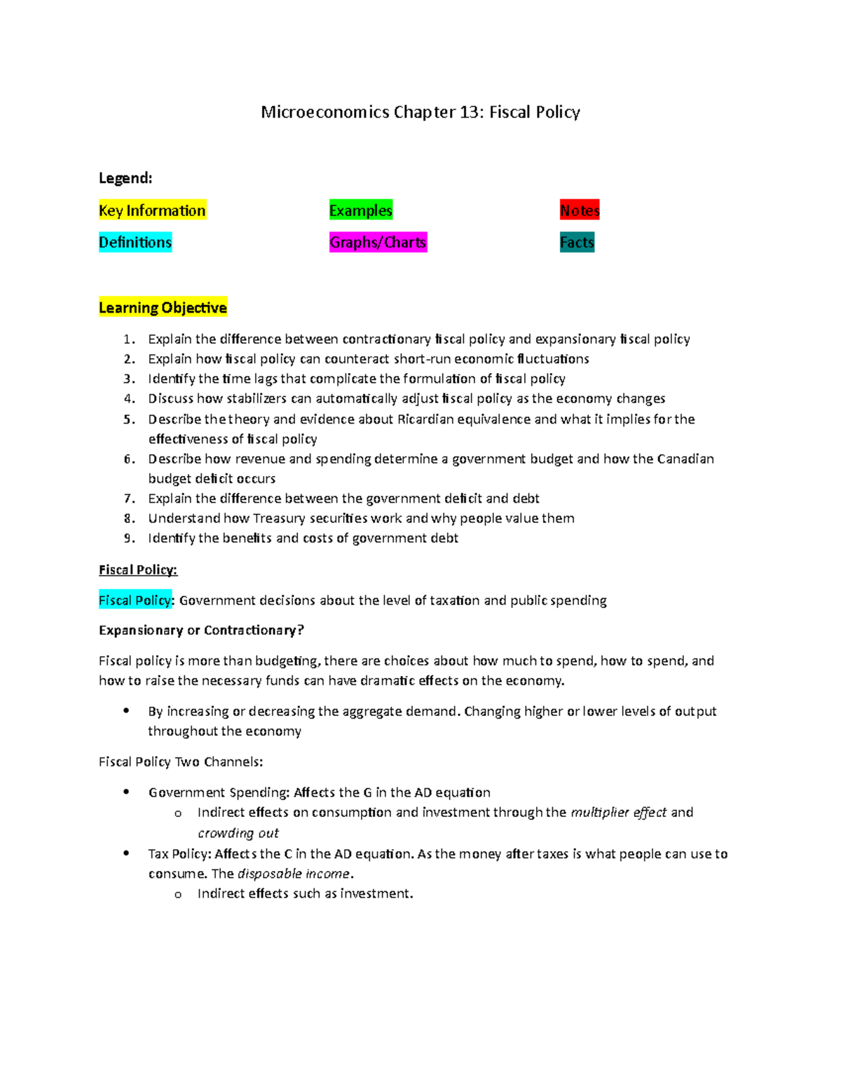 Chapter 13 Fiscal Policy - Microeconomics Chapter 13: Fiscal Policy ...