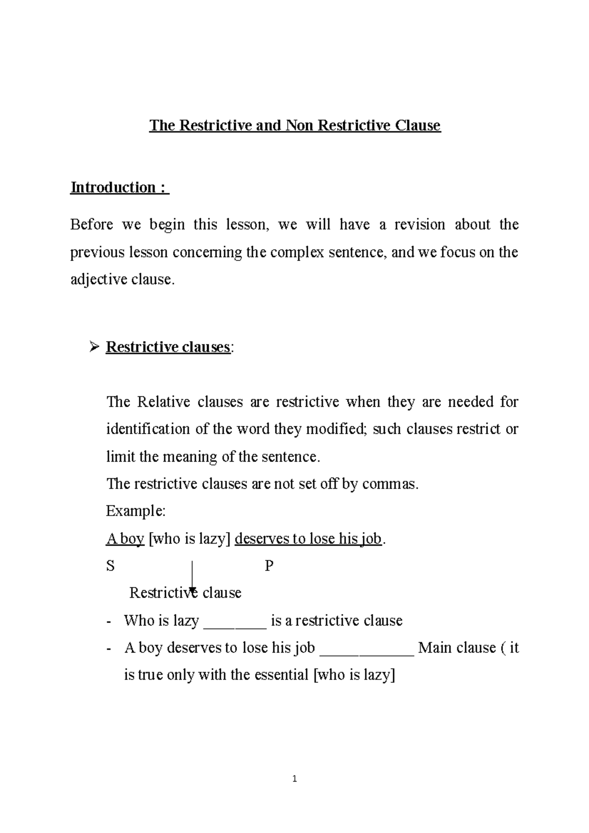 Written Expression 4 (Course tutorials) - The Restrictive and Non Restrictive Clause ...