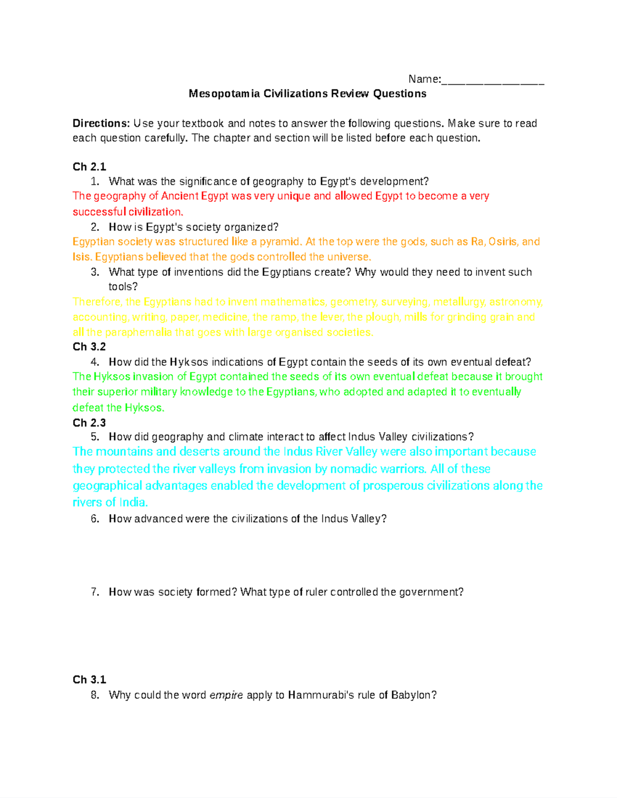 Copy of CH 2 and 3 Review Questions - Google Docs - Name ...