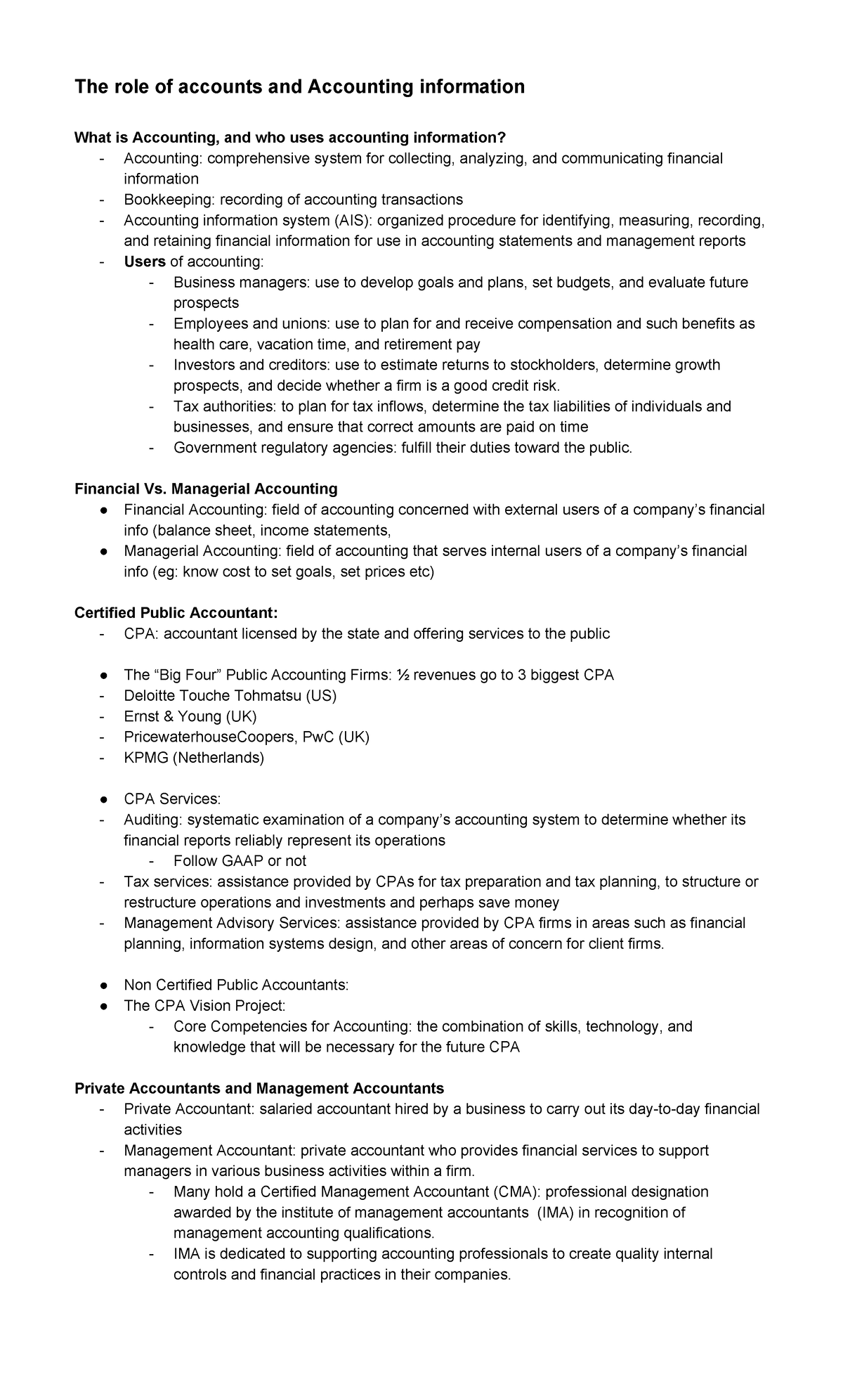 Role of accounting - The role of accounts and Accounting information ...