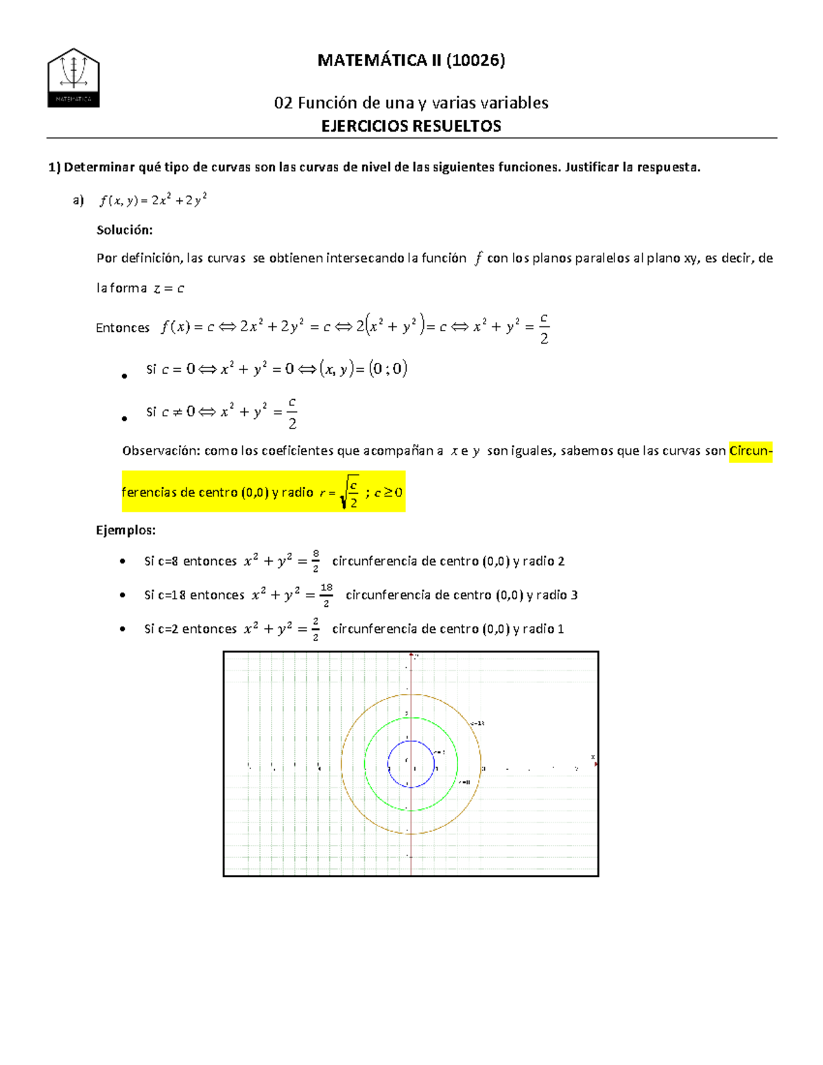 02 Funcion de una y varias variables Ejercicios Resueltos - 02 Función de una y varias variables ...