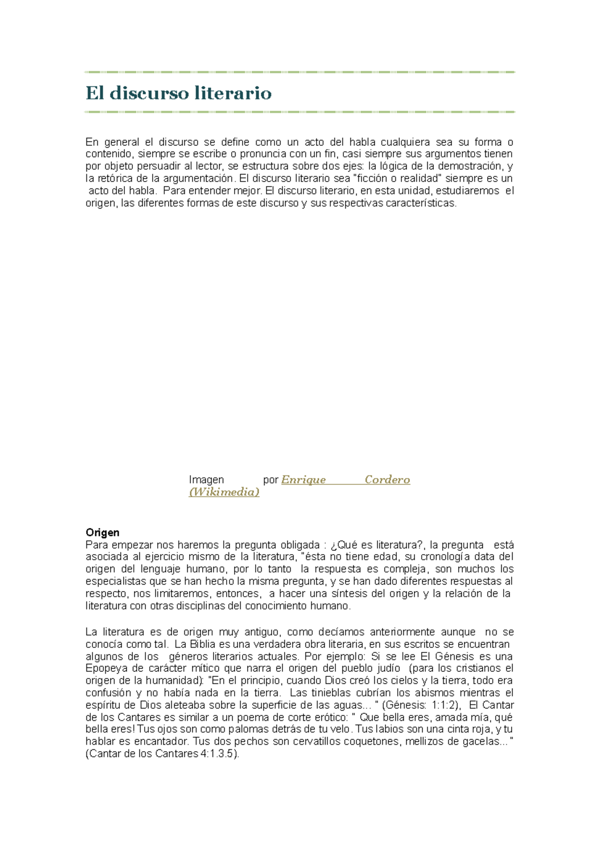 Español Unidad 2 - temas - El discurso literario En general el discurso ...