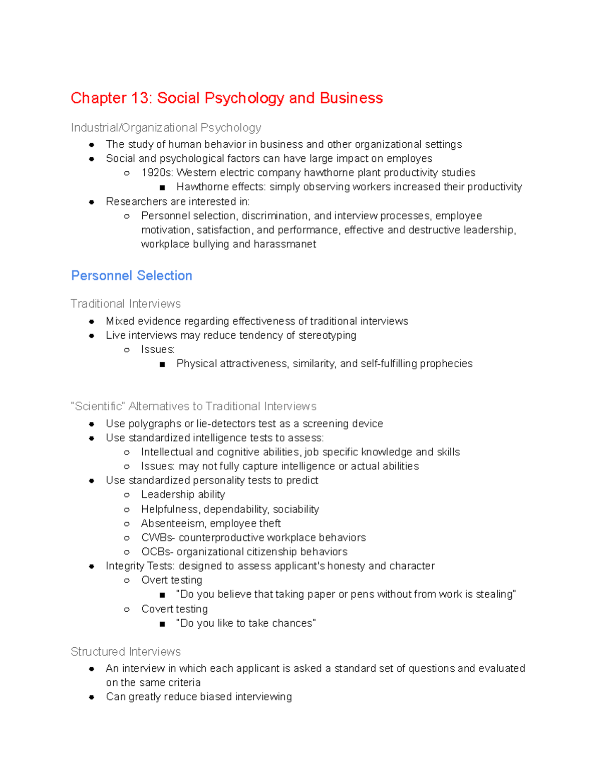 PSY 2533 Social Psychology and Business - Chapter 13: Social Psychology ...