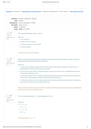 BSc Maths 511 Test Answers - 1 ST SEMESTER NATIONAL CA TEST 1 DURATION ...