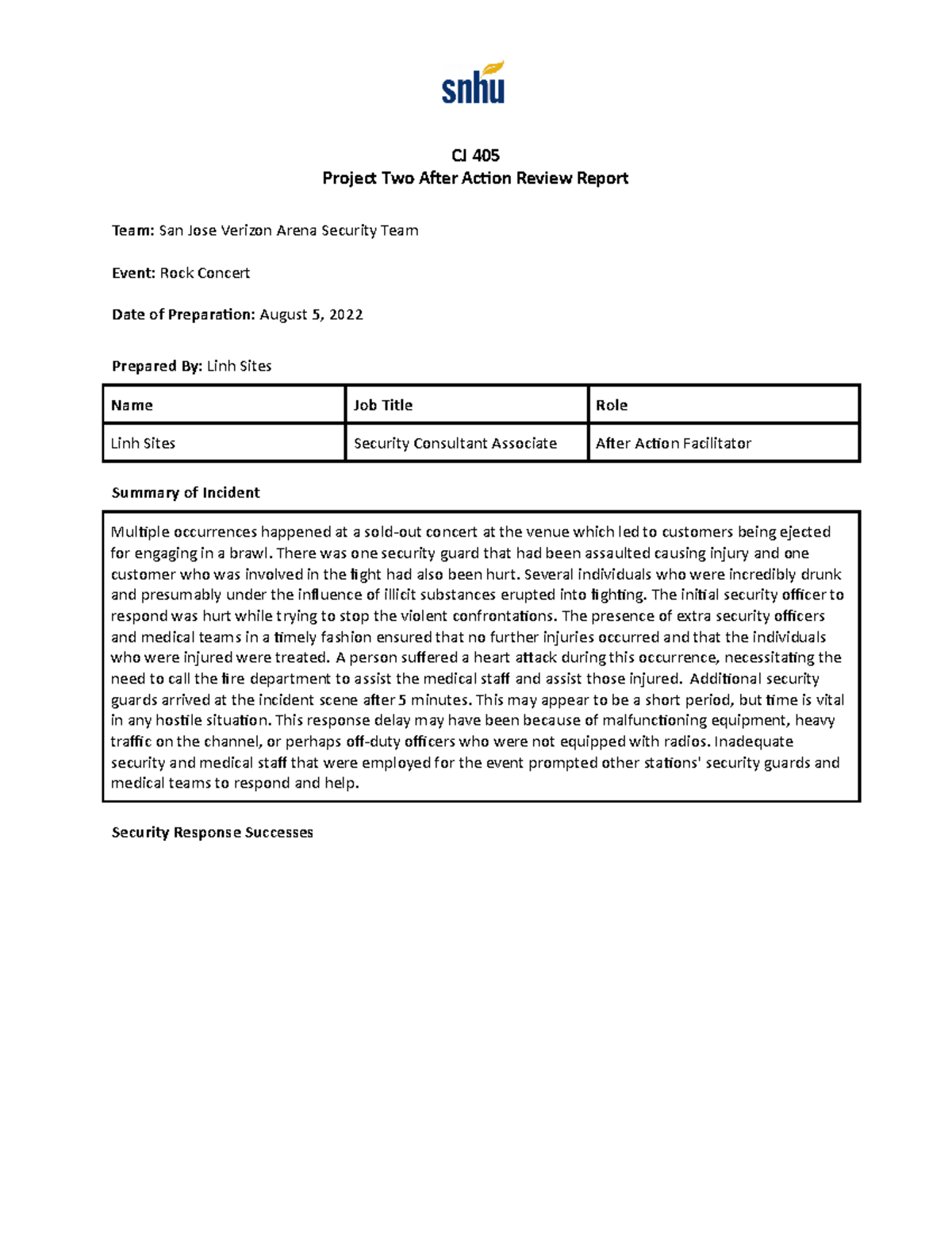 6-2 Project Two - Terrorism - CJ 405 Project Two After Action Review ...