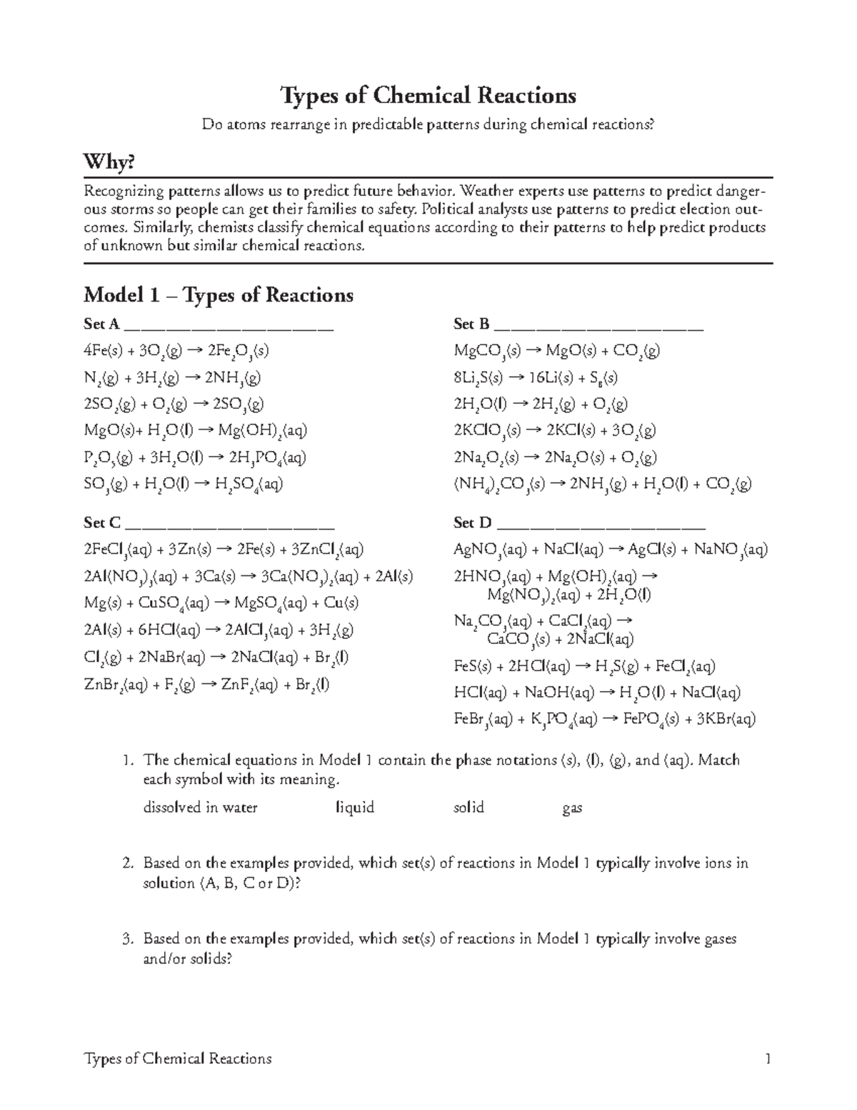 21 Types of Chemical Reactions-S - Weather experts use patterns to ...