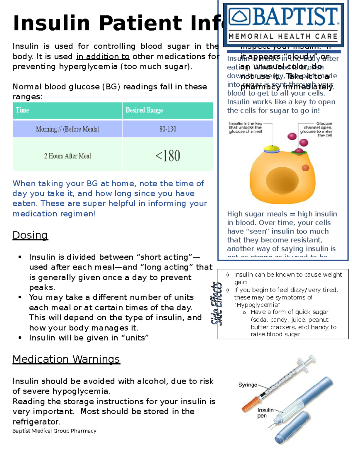 Insulin Patient Info For Diabetes Care Insulin Is Made In The Body