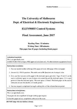 Controlsystems2015Cheatsheet - Control Systems Cheat Sheet 2015 - Studocu