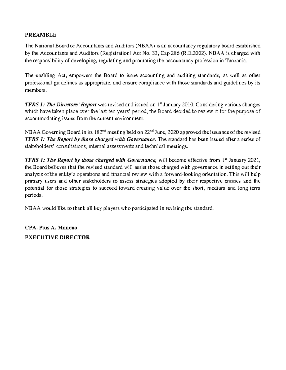 Tfrs1b - Financial report notes - PREAMBLE The National Board of ...