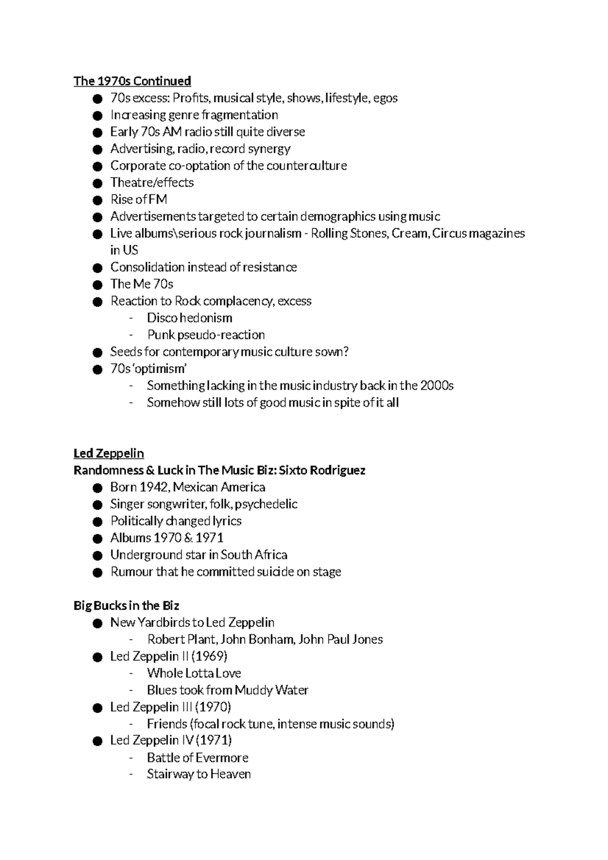 MUSI 1530 - Week 5 - Rock and Popular Music Notes - The 1970s Continued ...