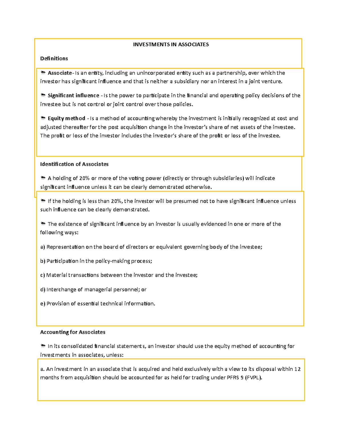 Investments IN Associate - INVESTMENTS IN ASSOCIATES Definitions ...