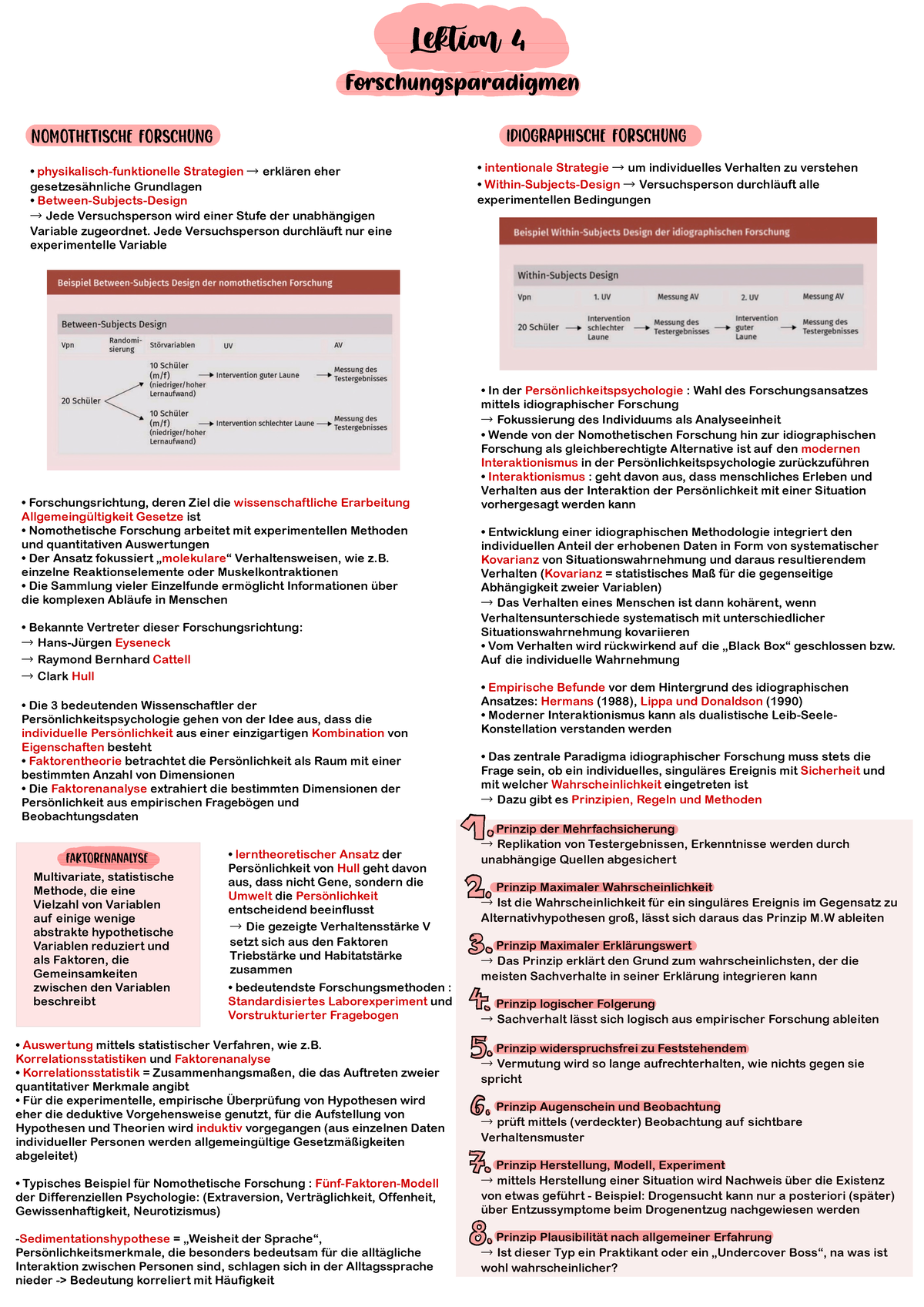 Zusammenfassungen Lektion 4 - Lektion 4 Forschungsparadigmen Nomothetische Forschung - Studocu