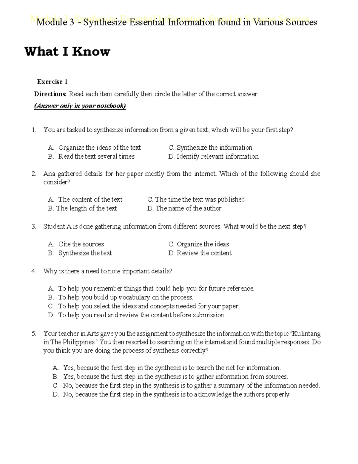 Activities for this week Module 3 May 29 June 02 2023 - Module 3 ...