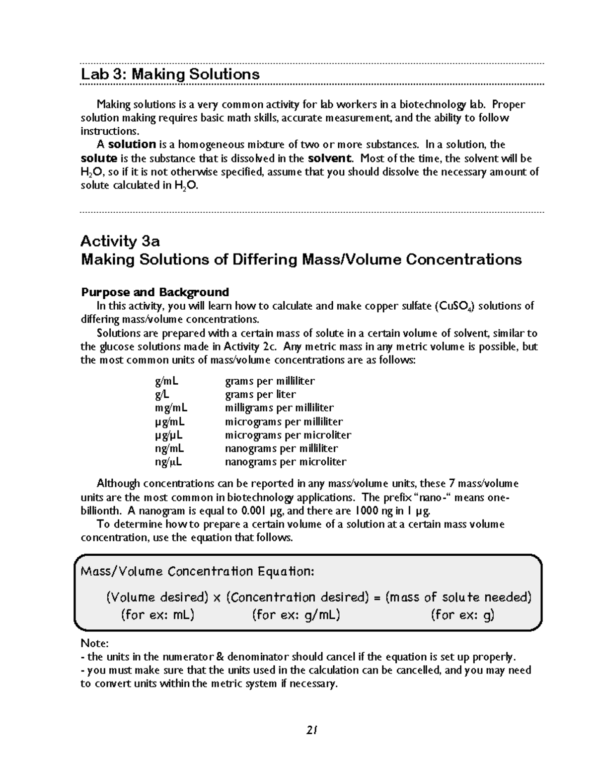 B75 lab 3 - Awnsers - Lab 3: Making Solutions Making solutions is a ...