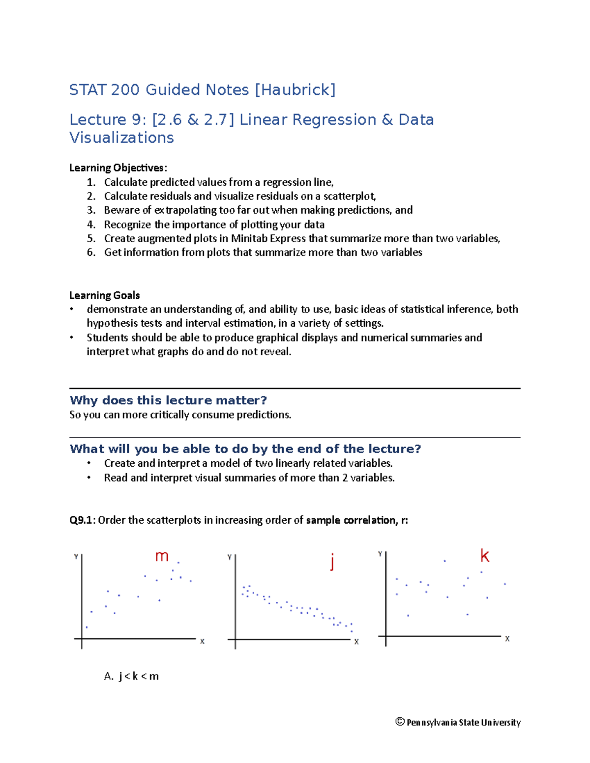 Lecture 9 Guided Notes - STAT 200 Guided Notes [Haubrick] Lecture 9: [2 ...