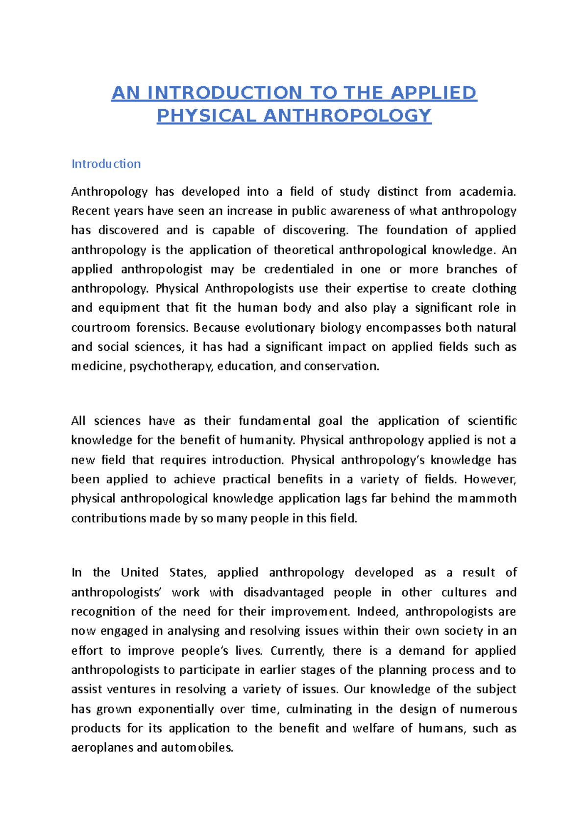 An Introduction to the Applied Physical Anthropology - AN INTRODUCTION ...