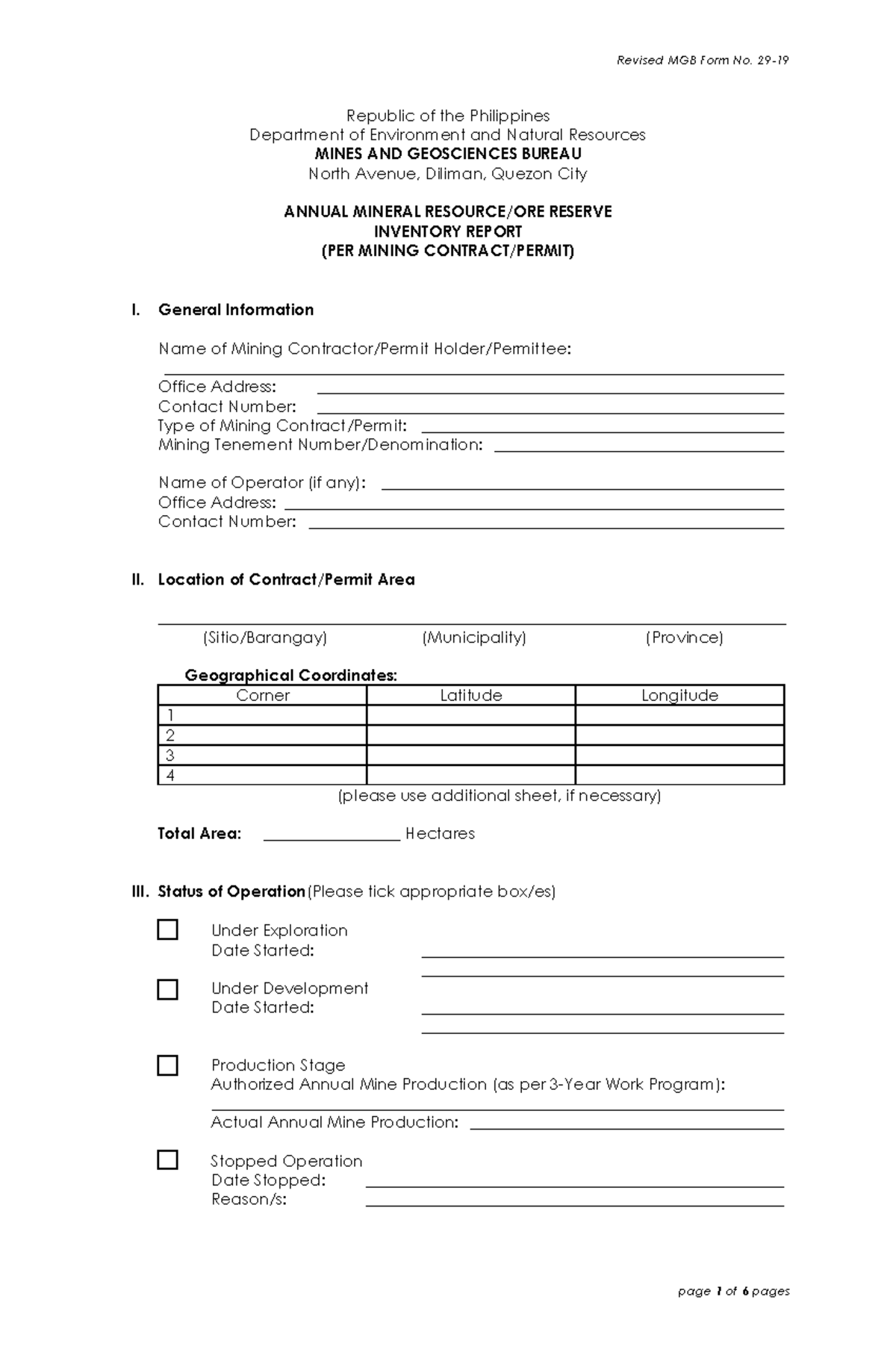 19-MGB Form 29-19 - MGB Form - Republic of the Philippines Department ...