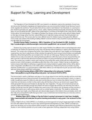 Care in Contemorary Society Assignment - HNC Childhood Practice City of Glasgow College Care in ...