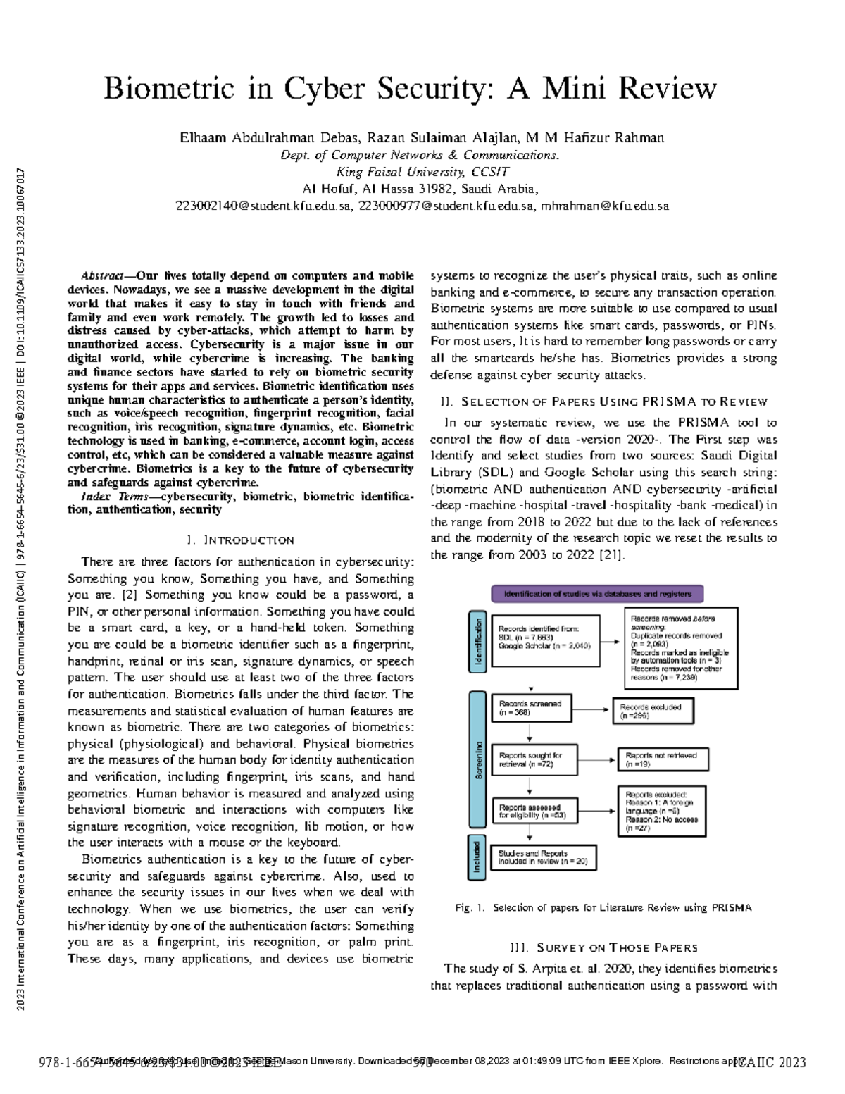 Biometric in Cyber Security A Mini Review - of Computer Networks ...