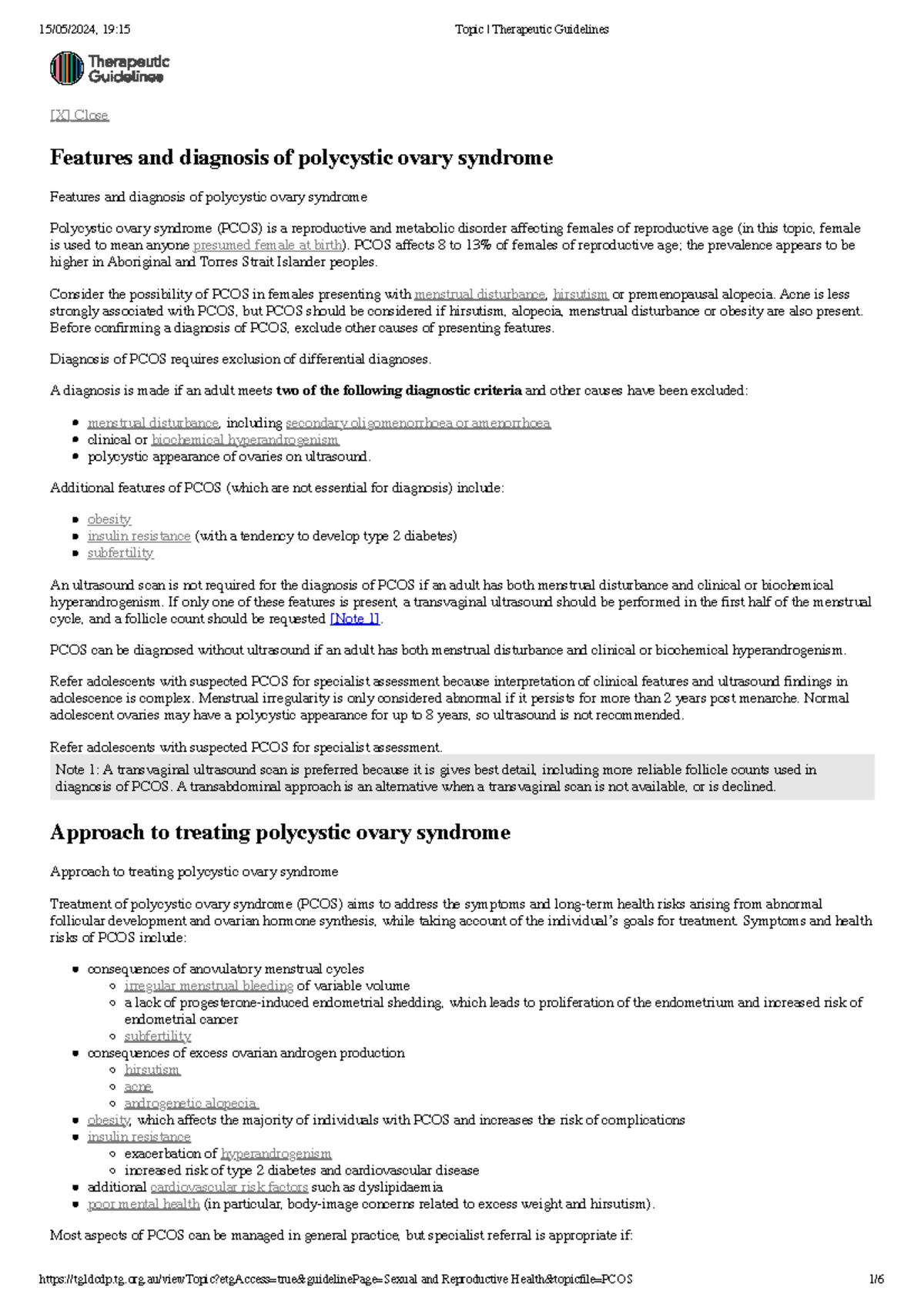 PCOS - Endocrine, Diabetes & Reproductive - PCOS - [X] Close Features ...