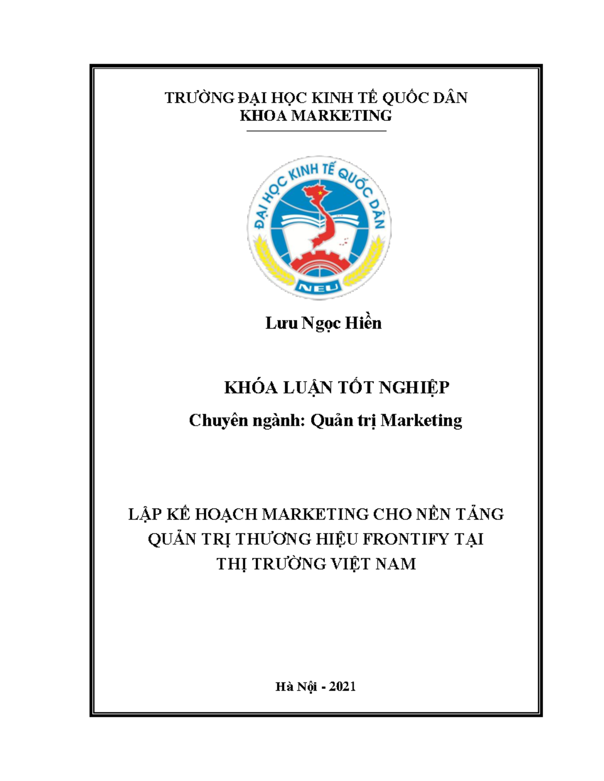 KLTN - cfhfh - TRƯỜNG ĐẠI HỌC KINH TẾ QUỐC DÂN KHOA MARKETING Lưu Ngọc ...