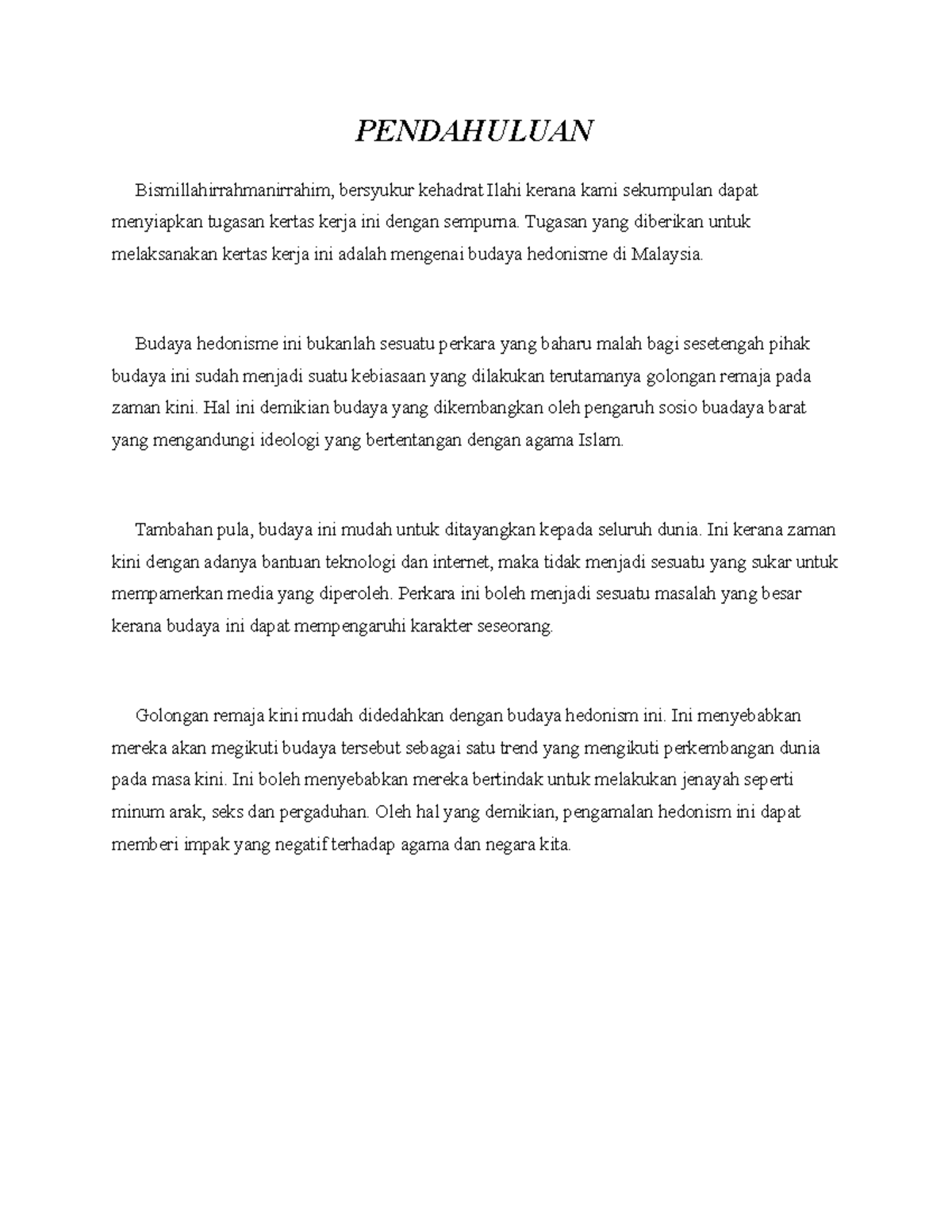 CTU101- Hedonsime (pendahulan, konsep, punca) - PENDAHULUAN ...