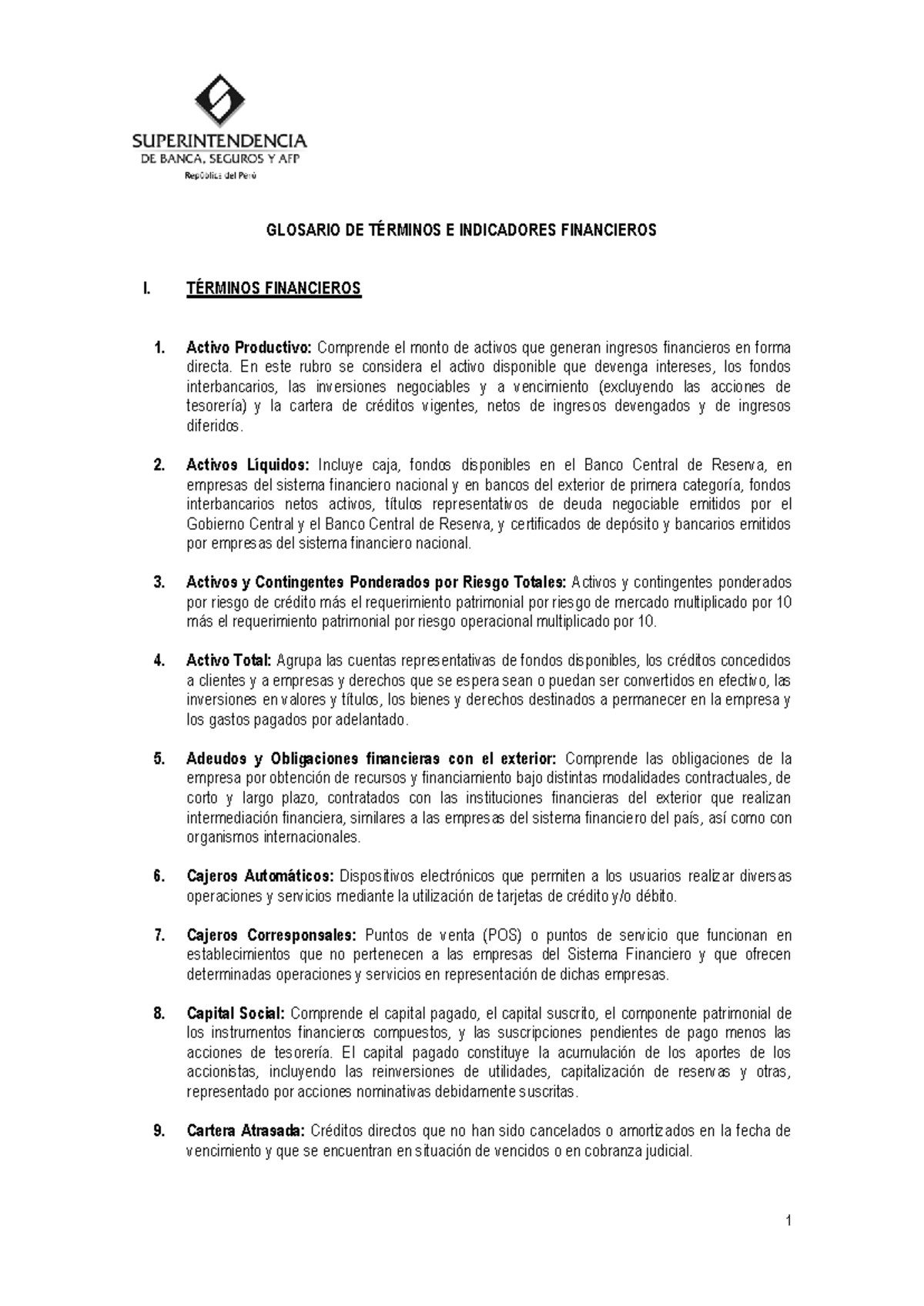 Glosario De Terminos Financieros-SBS - GLOSARIO DE TÉRMINOS E ...