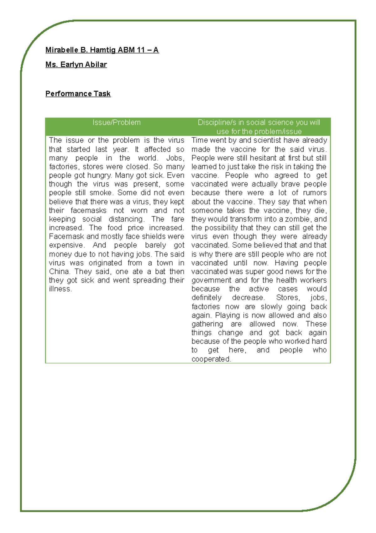 ABM 11 A Hamtig Mirabelle PT Chapter 1 - Mirabelle B. Hamtig ABM 11 – A ...