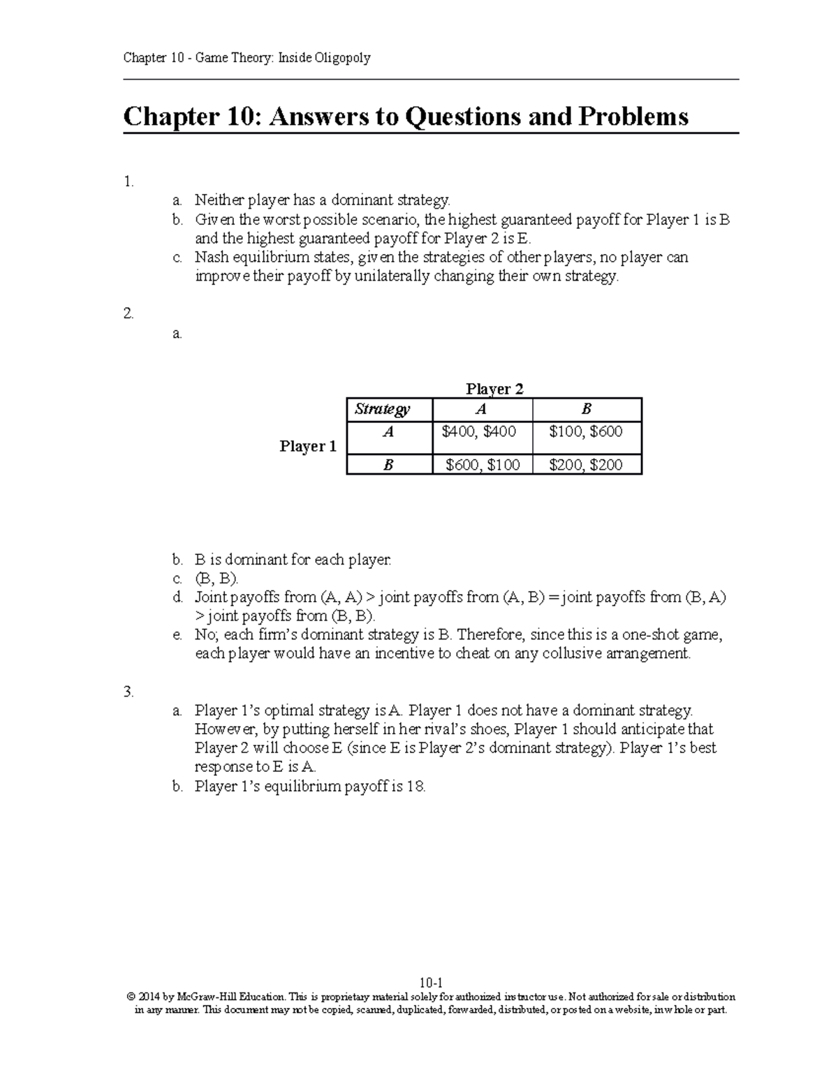 Chapter 10 Solutions - Chapter 10: Answers to Questions and Problems 1 ...