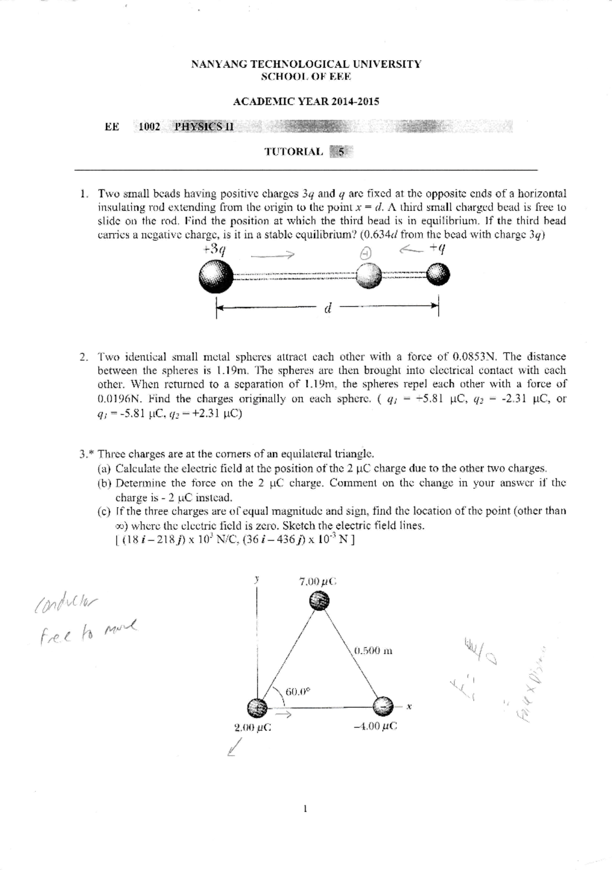 Physics Foundation Tutorial 5 Solution - NANYANG TECHNOLOGICAL ...