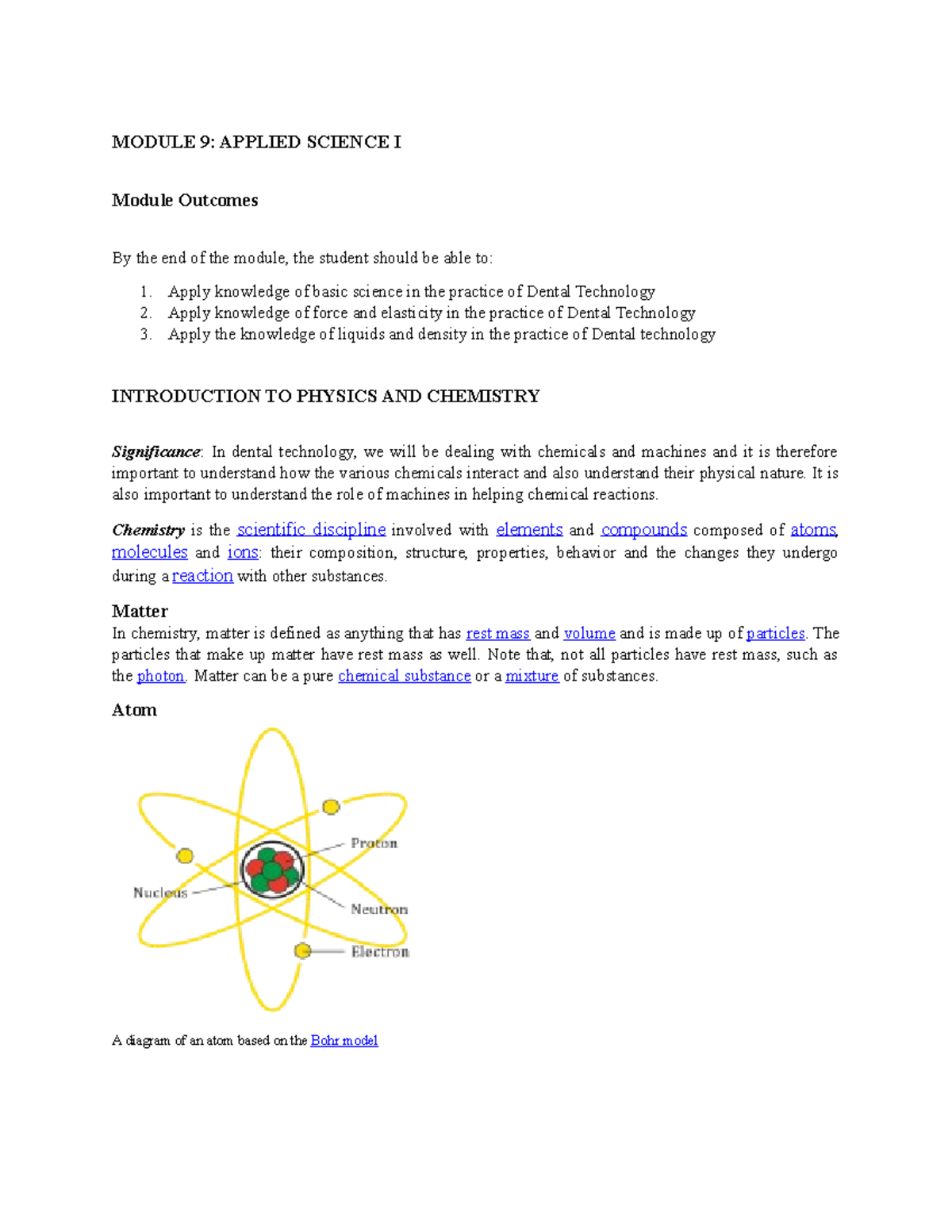Applied Science I Notes - MODULE 9: APPLIED SCIENCE I Module Outcomes ...