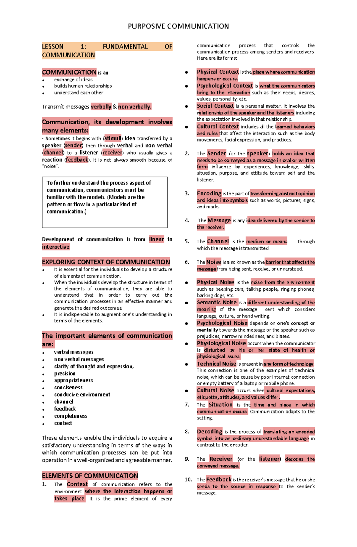 Purposive Communication 1ST YEAR Midterm - PURPOSIVE COMMUNICATION LESSON 1: FUNDAMENTAL OF ...